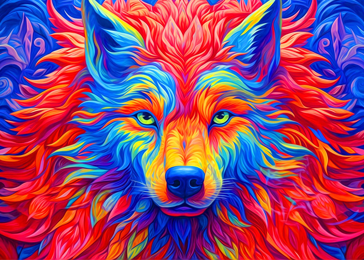 'Colorful Wolf' Poster, picture, metal print, paint by huy bui | Displate