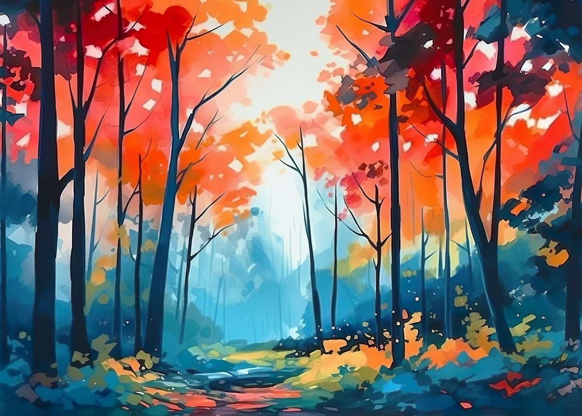 'Colorful Forest Painting' Poster, picture, metal print, paint by ...