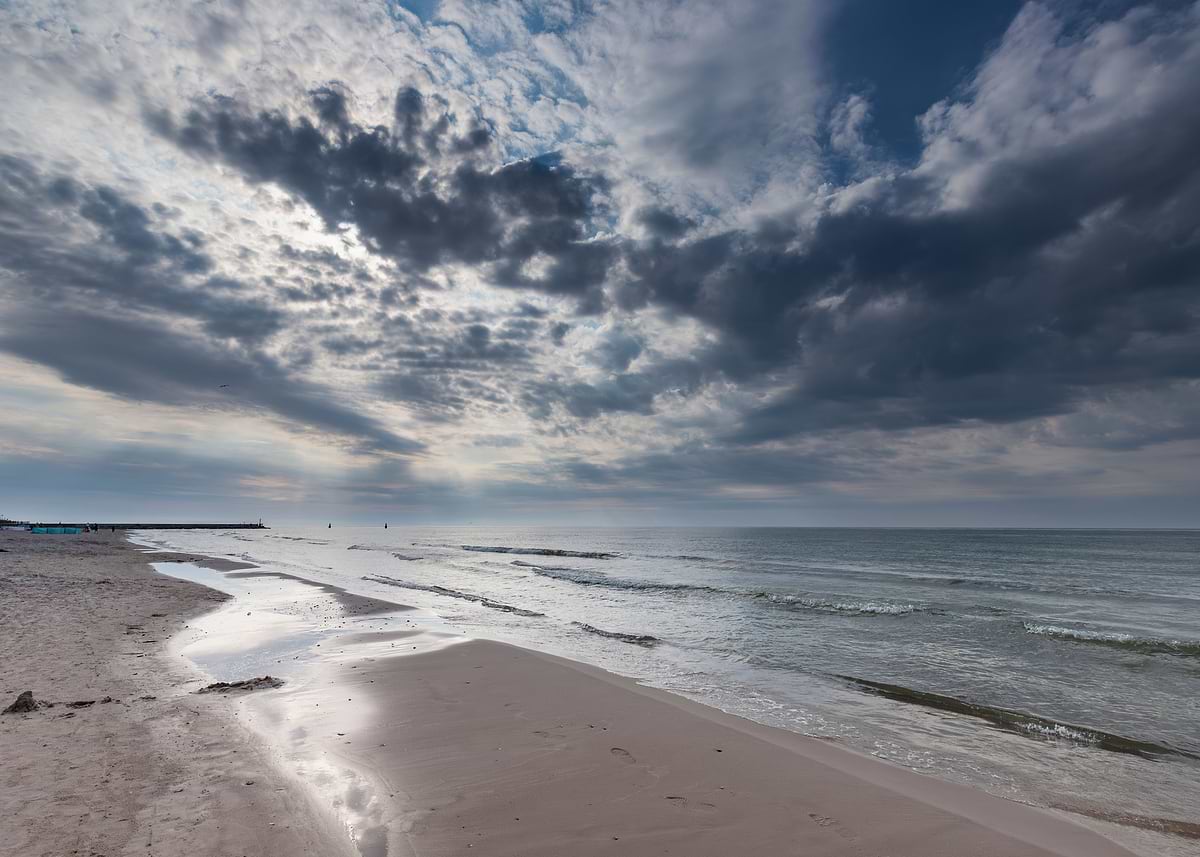 'Seascape and sandy beach' Poster, picture, metal print, paint by ...