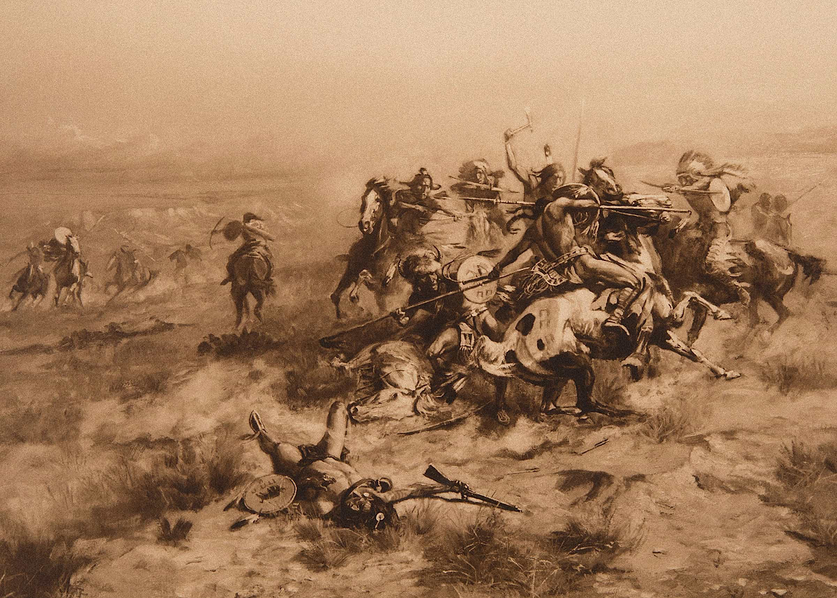 'Indian Tribes Battling' Poster, picture, metal print, paint by ...