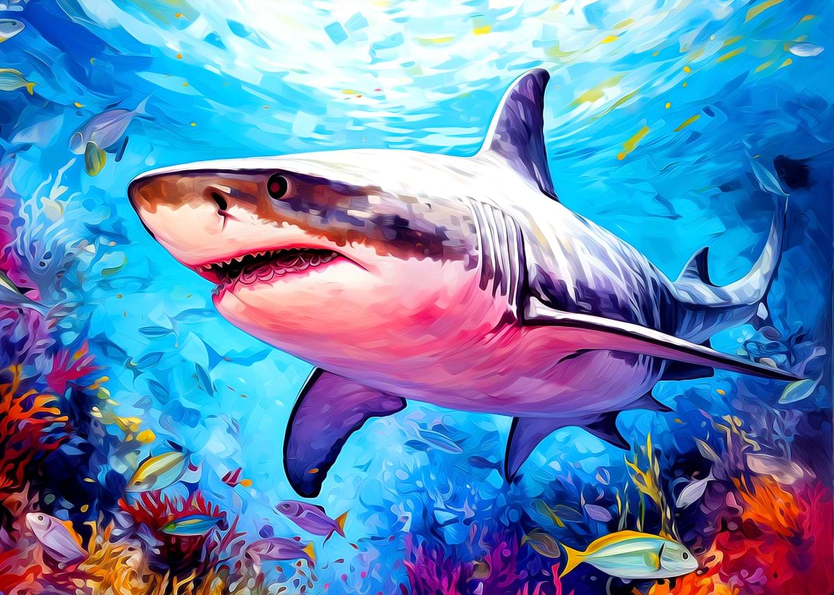 'Shark' Poster, picture, metal print, paint by sona tranlis | Displate