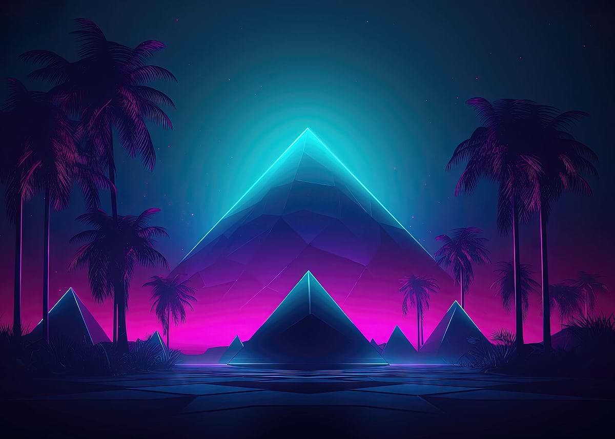 'Synth Wave Pyramid Dreams' Poster, picture, metal print, paint by ...