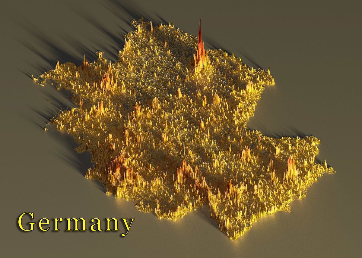 'Germany Pop Density Map' Poster, picture, metal print, paint by ...