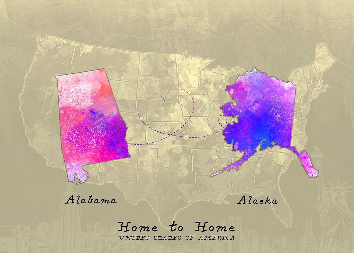 ' Alabama To Alaska' Poster, picture, metal print, paint by Pierre ...