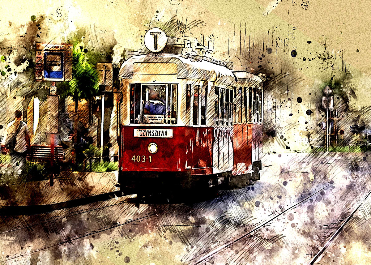 'Old Trolley Cars 18' Poster, picture, metal print, paint by Alejandro ...