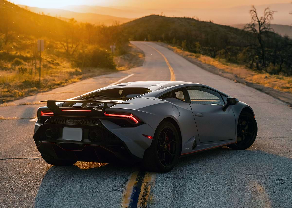 'Lamborghini Huracan sunset' Poster, picture, metal print, paint by ...