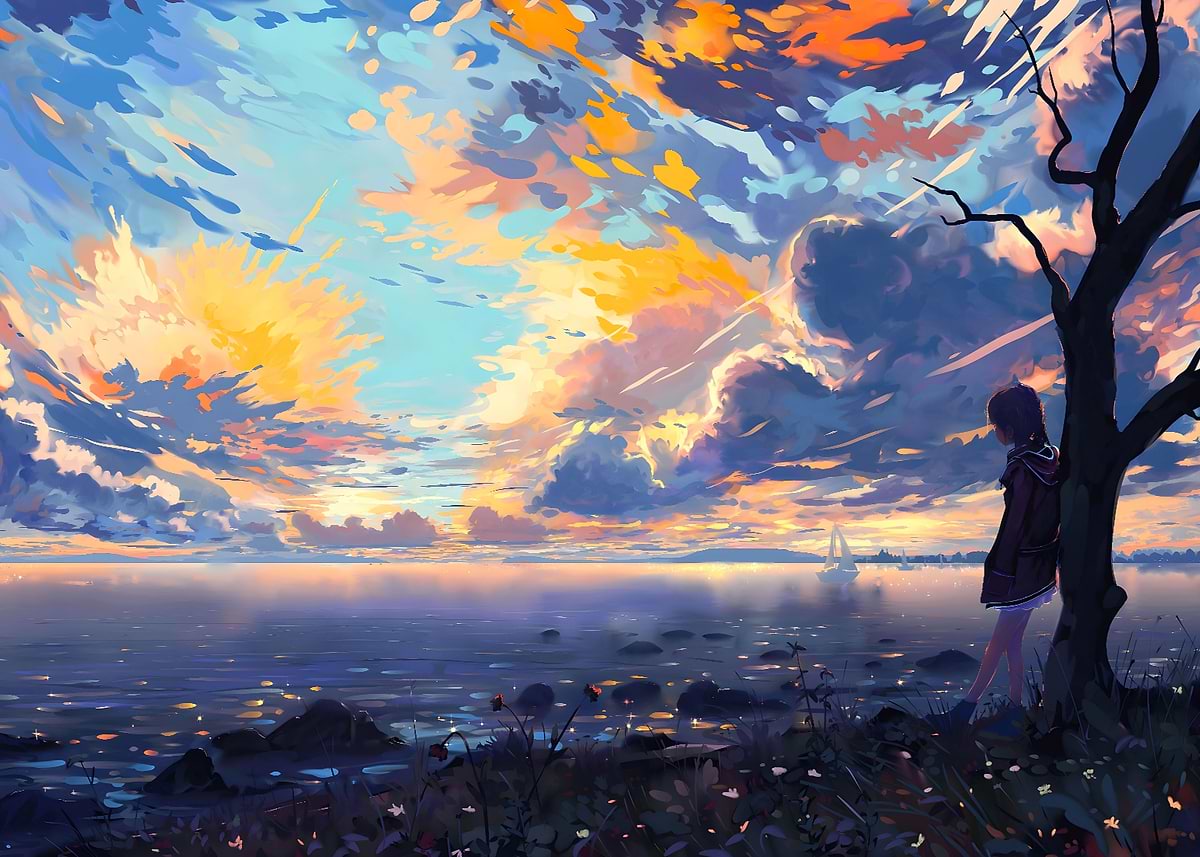 'anime landscape' Poster, picture, metal print, paint by mony monyy ...