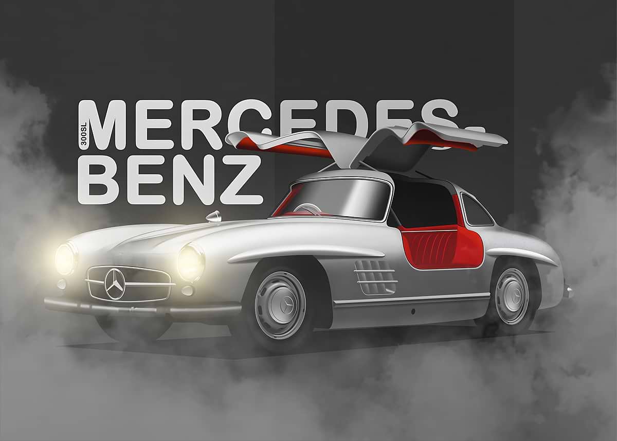 'MERCEDES BENZ 300SL' Poster, picture, metal print, paint by Nex ...