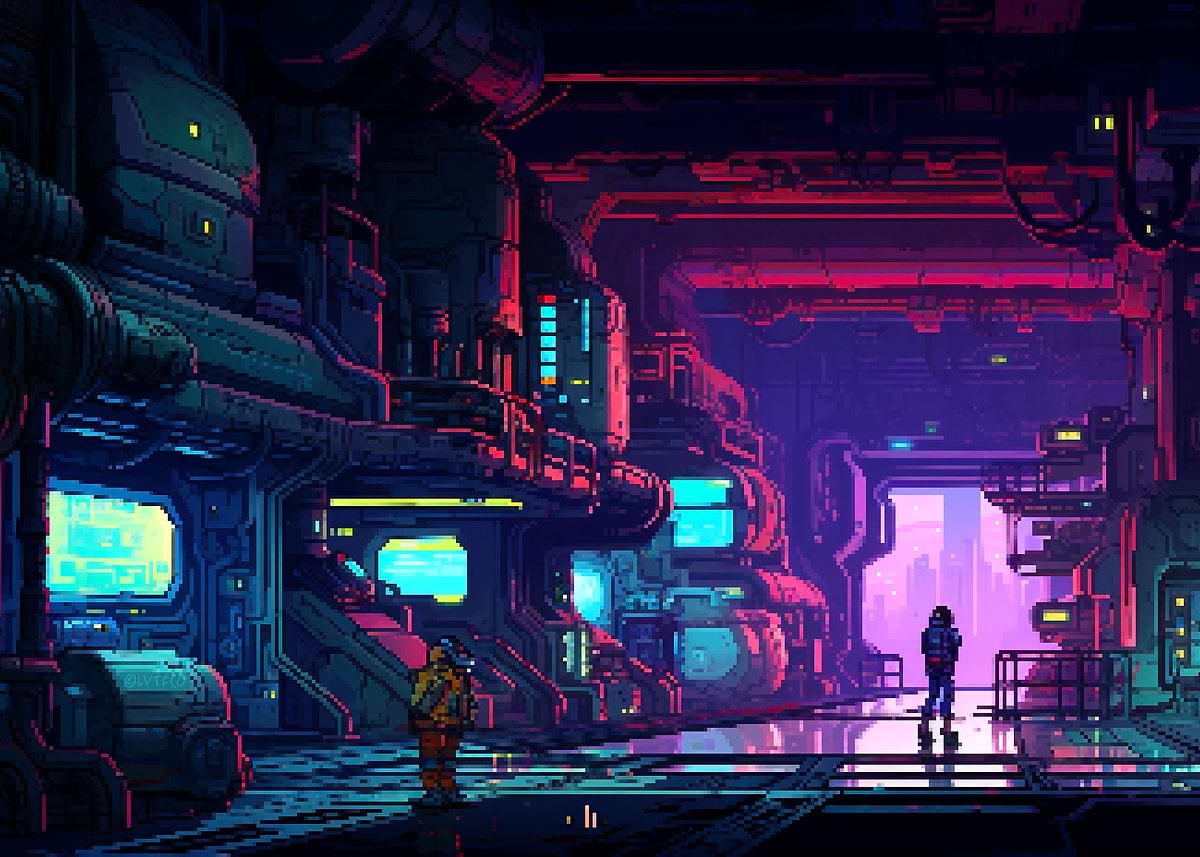 '80s Sci Fi Game Pixel Art' Poster, picture, metal print, paint by ...