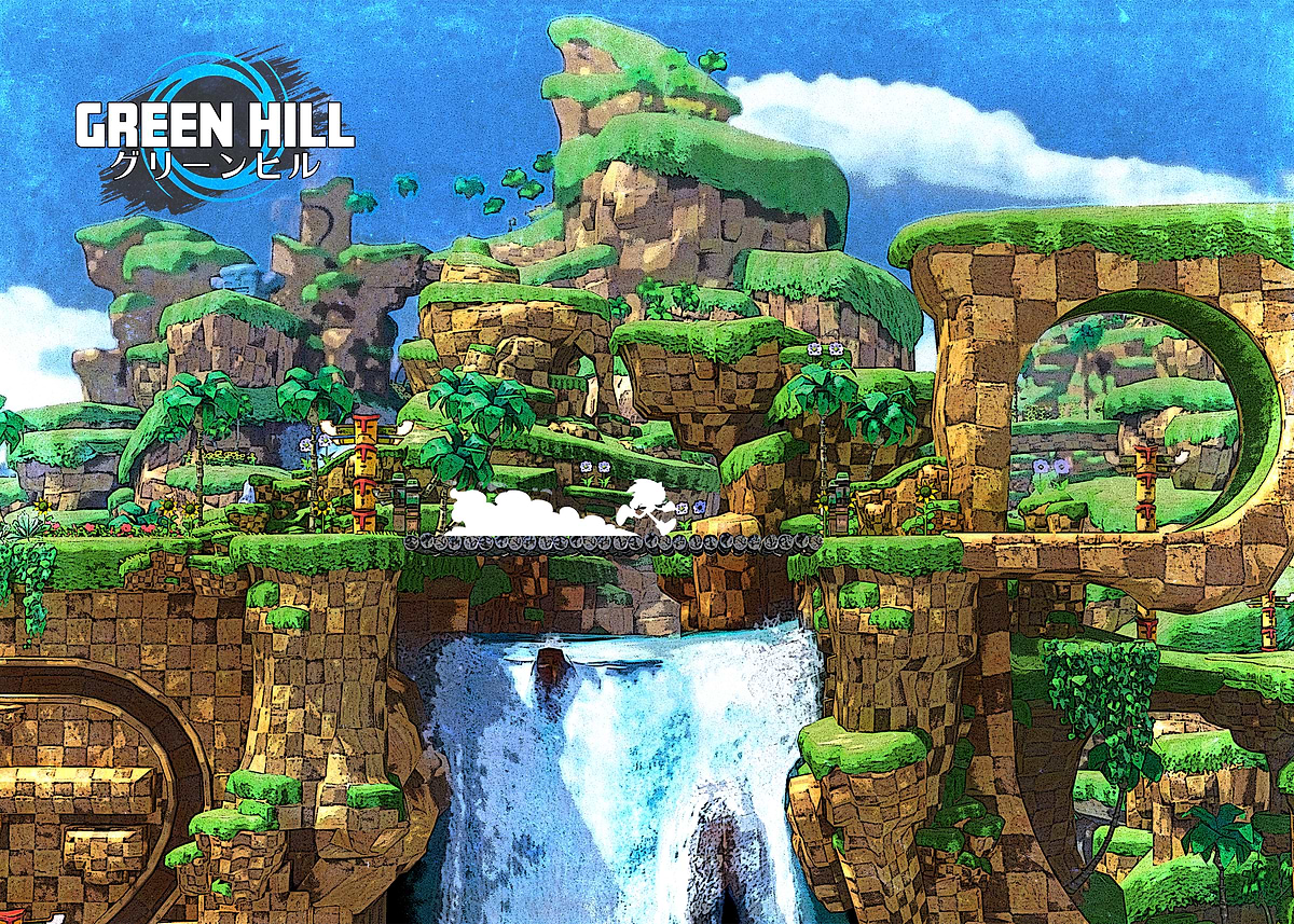'Green Hill' Poster, picture, metal print, paint by Sonic the Hedgehog ...