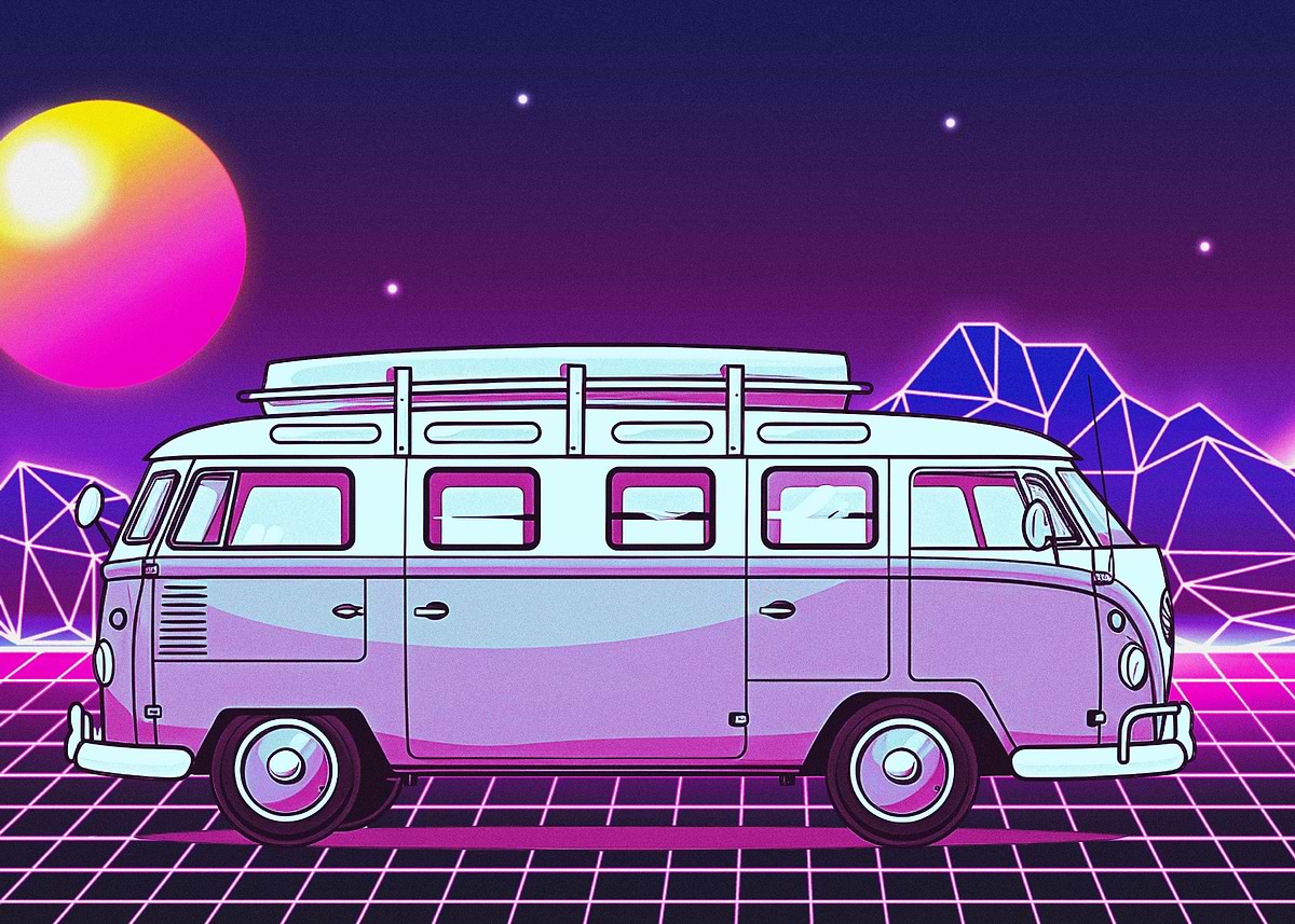 'Retro minivan' Poster, picture, metal print, paint by Tovu Yovi ...