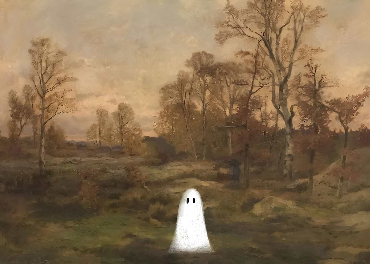 'Vintage Cute Spooky Ghost' Poster, picture, metal print, paint by ...