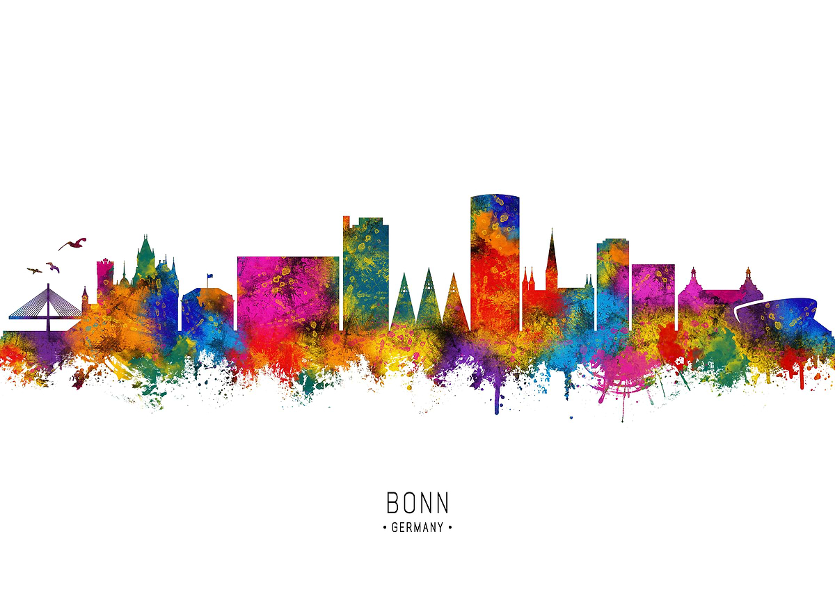 'Bonn Germany Skyline' Poster, picture, metal print, paint by Towseef ...