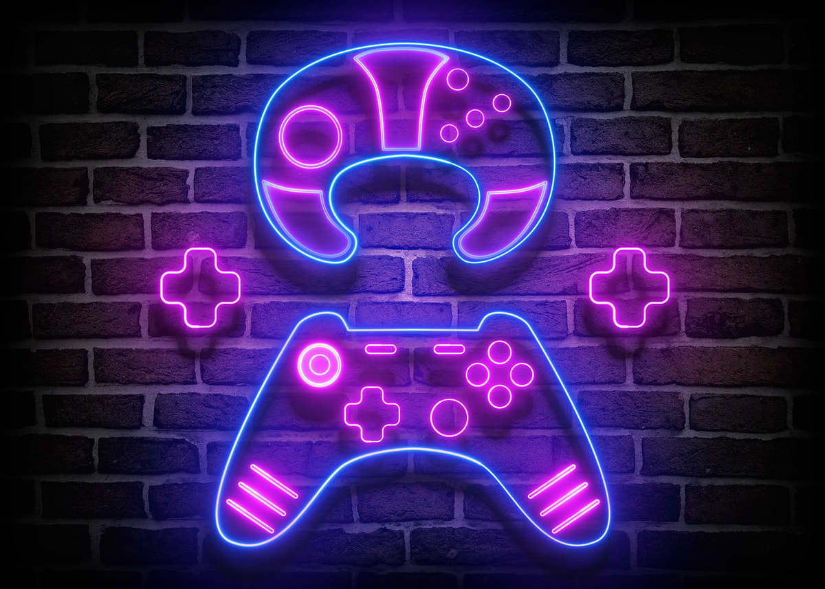 'Joystick Neon' Poster, picture, metal print, paint by CRAFTSSSTUDIO ...
