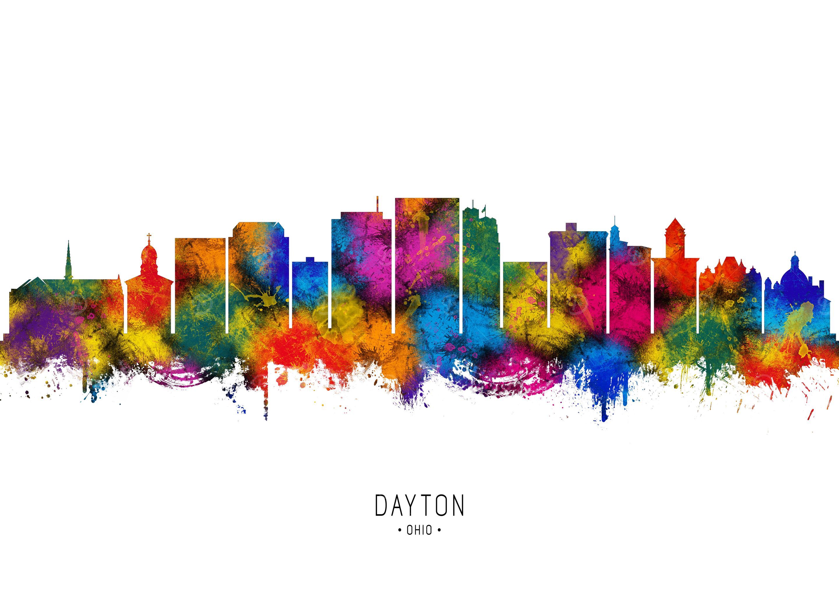 'Dayton Ohio Skyline' Poster, picture, metal print, paint by Towseef ...