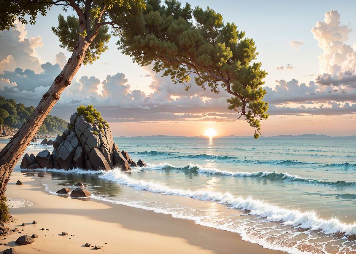'Beautiful Beach ' Poster, picture, metal print, paint by DVArt | Displate