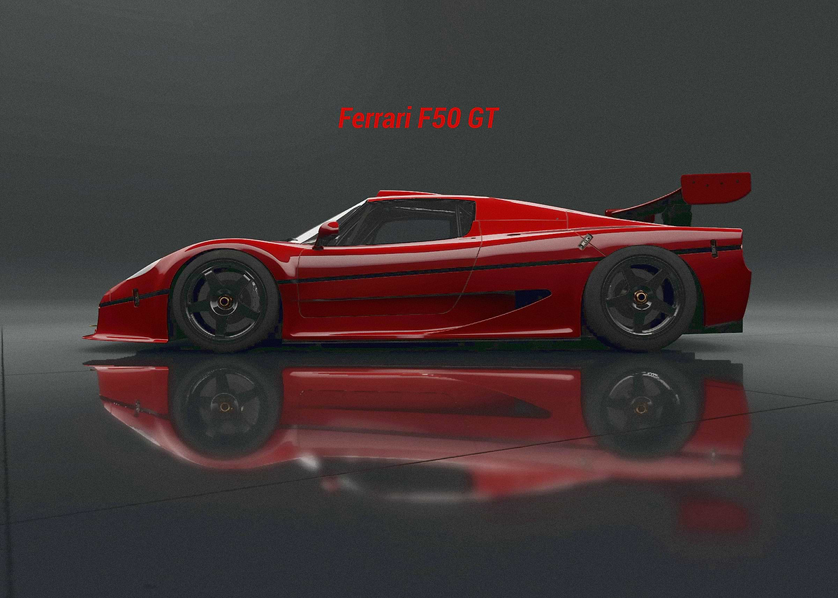 'Ferrari F50 GT' Poster, picture, metal print, paint by One Line Artist ...