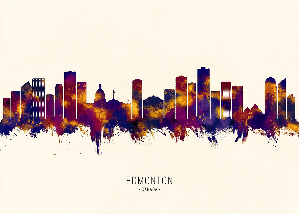 'Edmonton Canada Skyline' Poster, picture, metal print, paint by ...