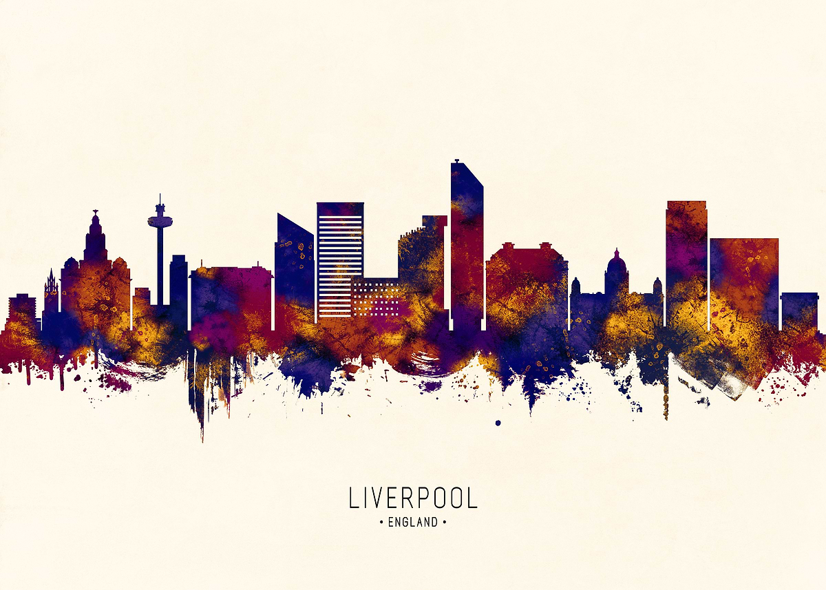 'Liverpool England Skyline' Poster, picture, metal print, paint by ...