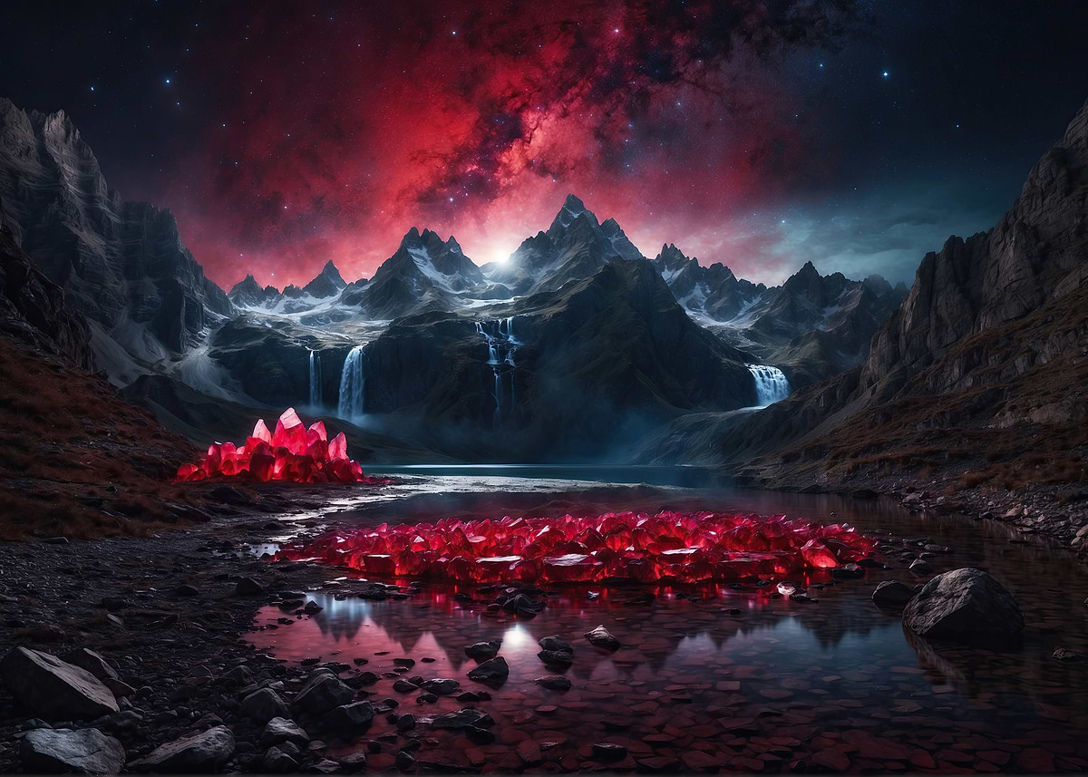 'Ruby Mountain Range' Poster, picture, metal print, paint by LP Design ...