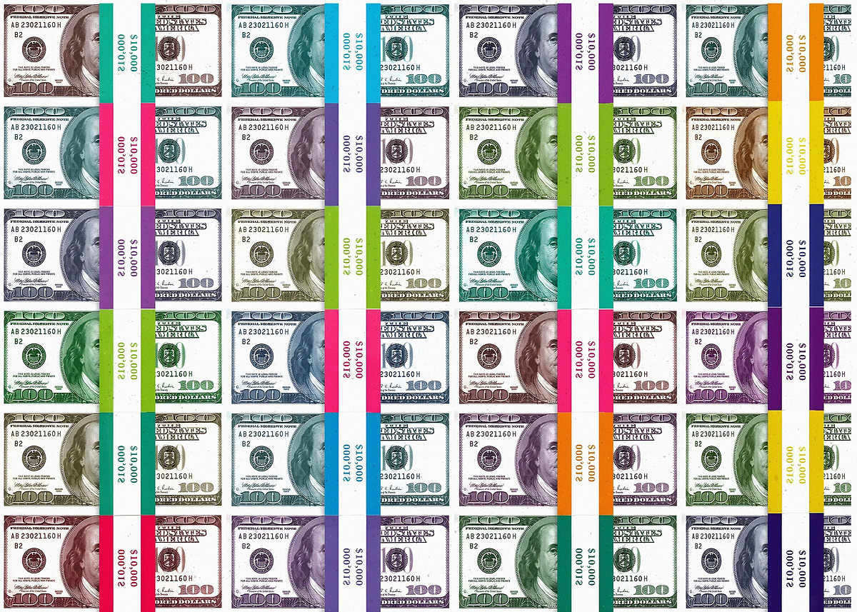 'Rainbow Dollar Cash Stacks' Poster, picture, metal print, paint by ...