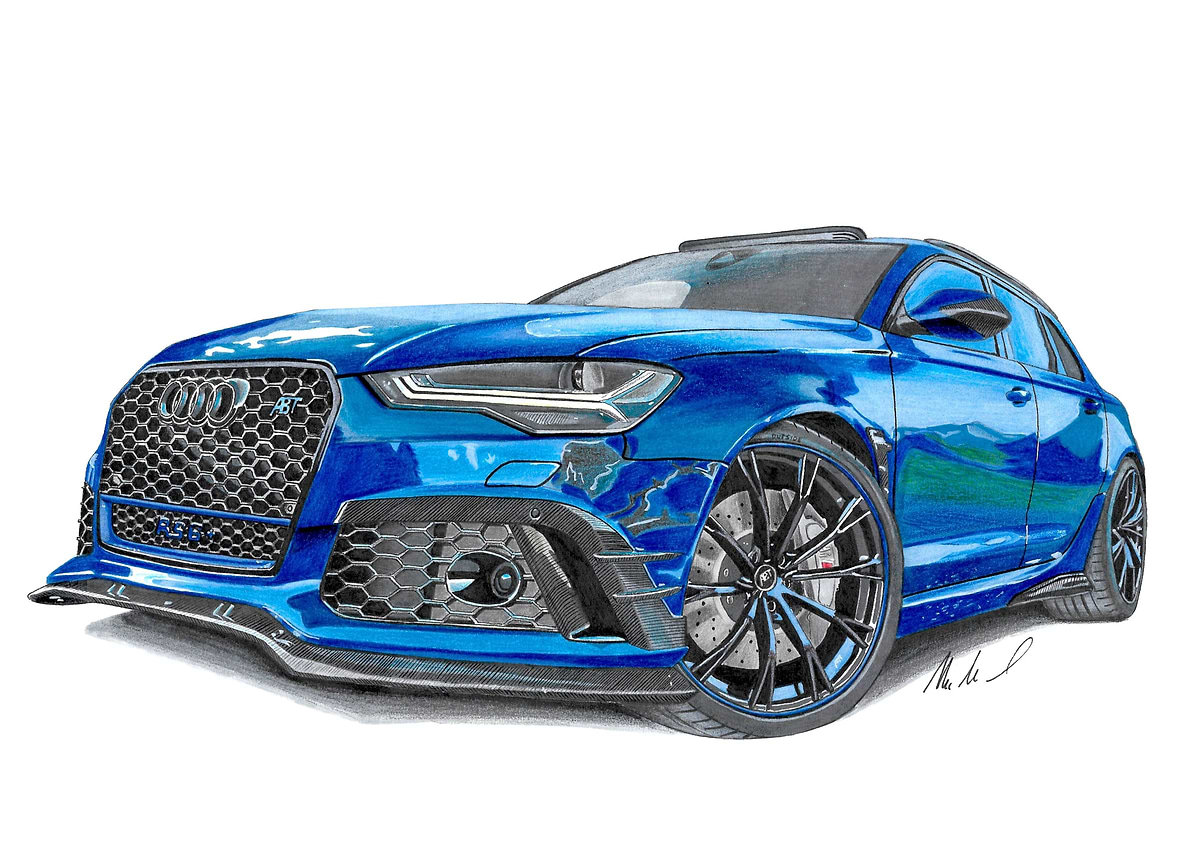 'Audi RS6 Drawing' Poster, picture, metal print, paint by Mad Mike ...