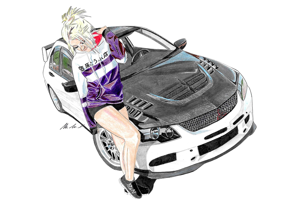 'Mitsubishi evo drawing' Poster, picture, metal print, paint by Mad ...