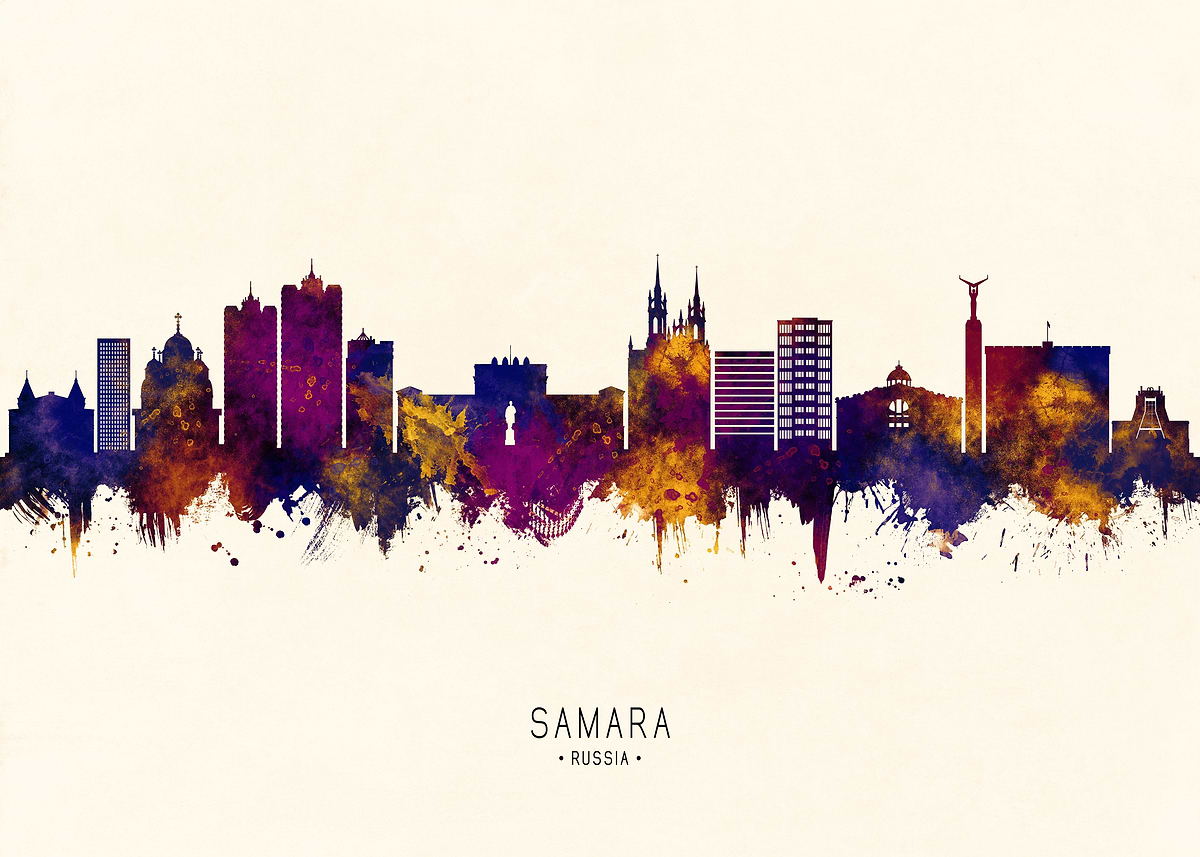 'Samara Russia Skyline' Poster, picture, metal print, paint by Towseef ...