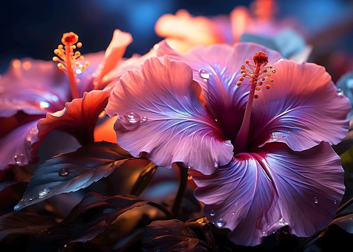 'Hibiscus' Poster, picture, metal print, paint by Desira art | Displate