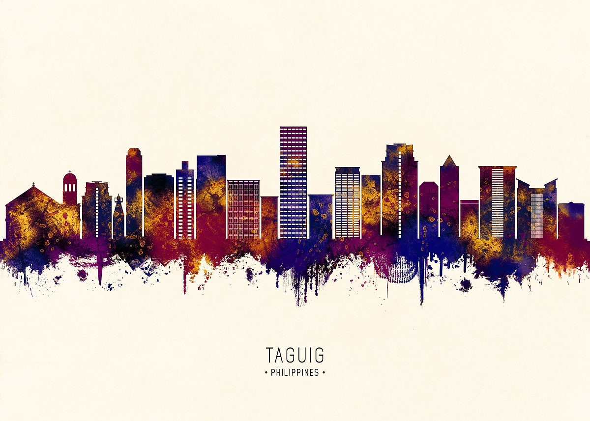 'Taguig Philippines Skyline' Poster, picture, metal print, paint by ...
