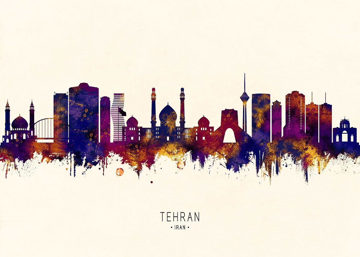 'Tehran Iran Skyline' Poster, picture, metal print, paint by Towseef ...