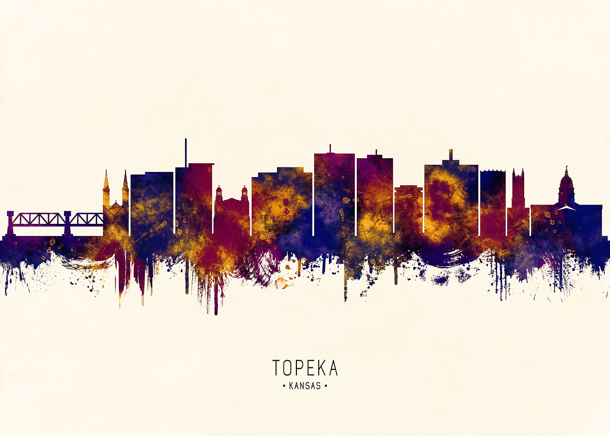 'Topeka Kansas Skyline' Poster, picture, metal print, paint by Towseef ...
