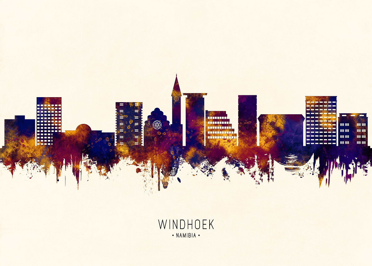 'Windhoek Namibia Skyline' Poster, picture, metal print, paint by ...