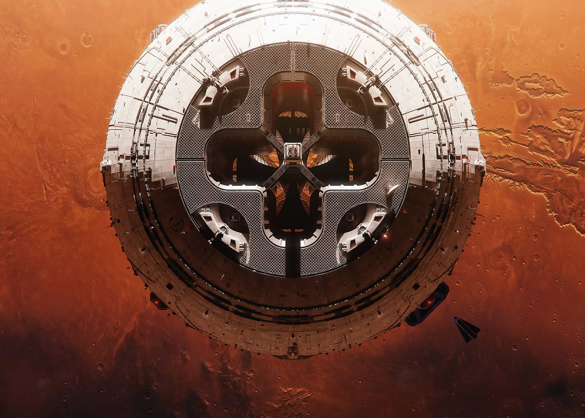 'Space Elevator Mars' Poster, picture, metal print, paint by Tobias ...