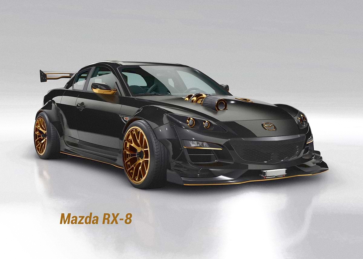 'Mazda RX8' Poster, picture, metal print, paint by One Line Artist ...