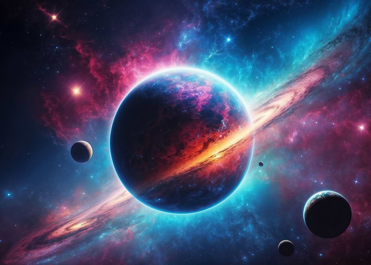 'Alien Planet with Rings' Poster, picture, metal print, paint by Anton ...