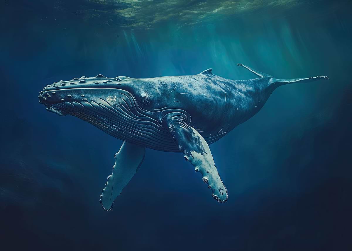 'Majestic Humpback Whale' Poster, picture, metal print, paint by Juhani Vanhatapio | Displate