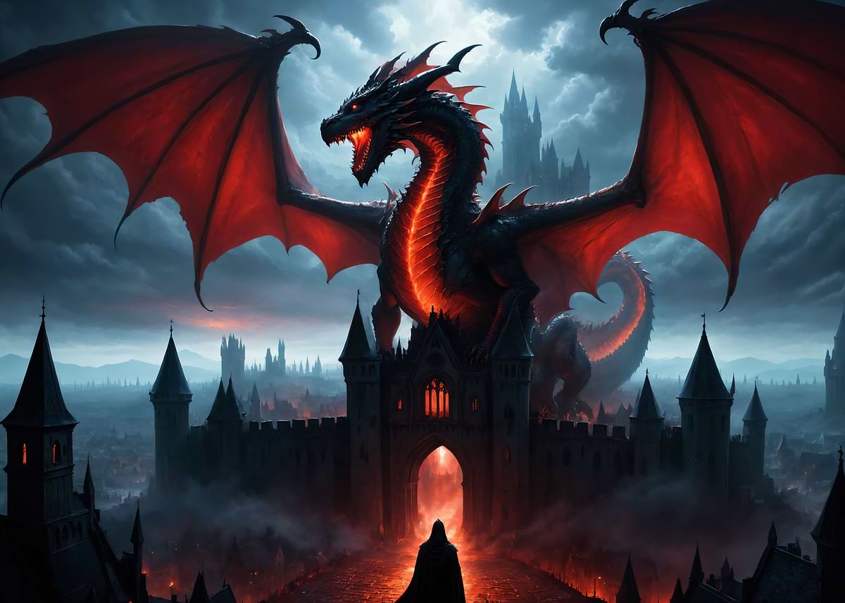'Mighty red dragon' Poster, picture, metal print, paint by Giuseppe ...