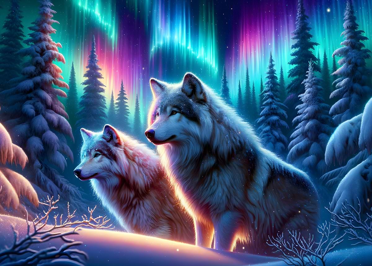 'Nordic Wolf Winter Nature' Poster, picture, metal print, paint by ...