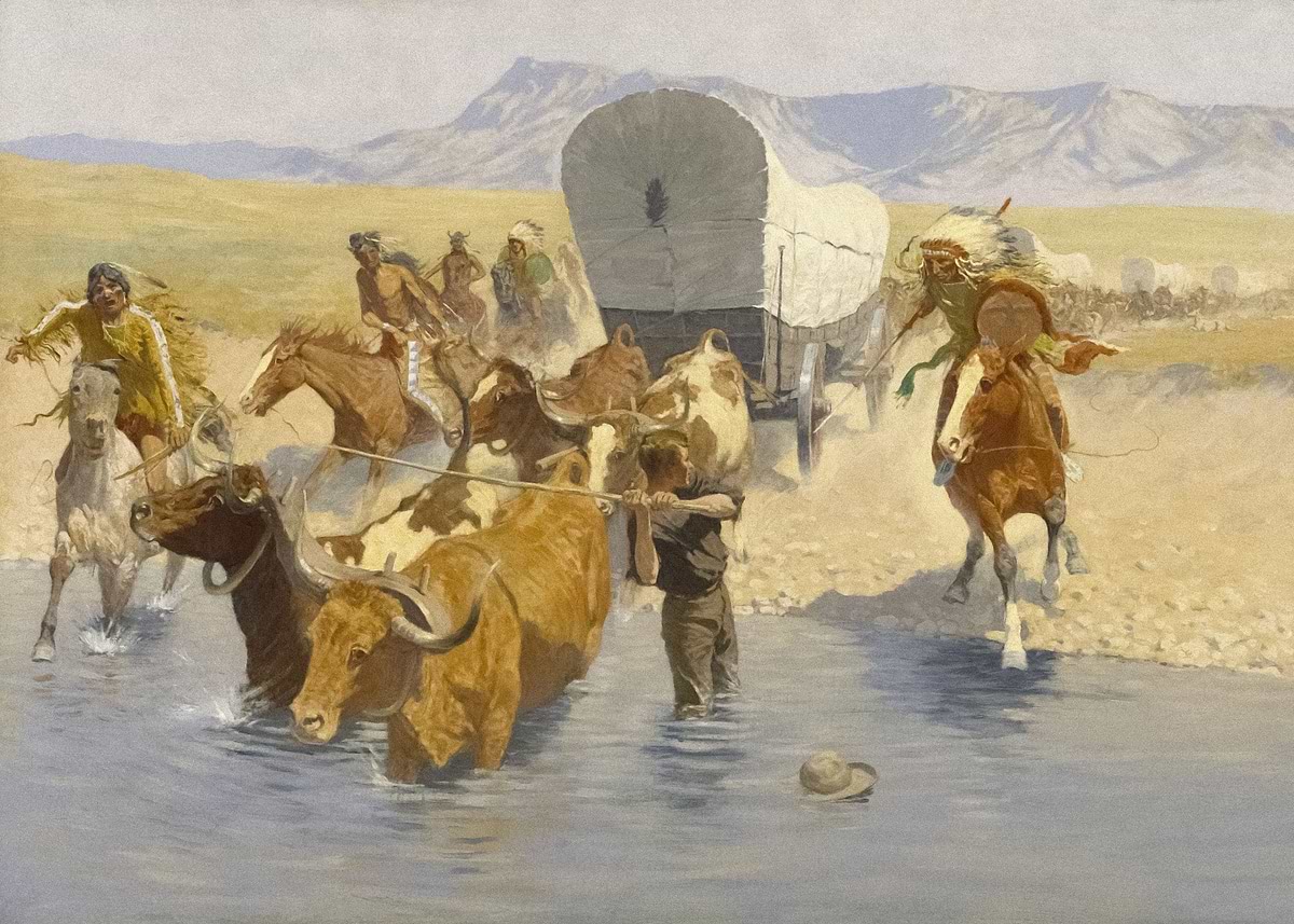 'Indians Attacking Caravan' Poster, picture, metal print, paint by ...