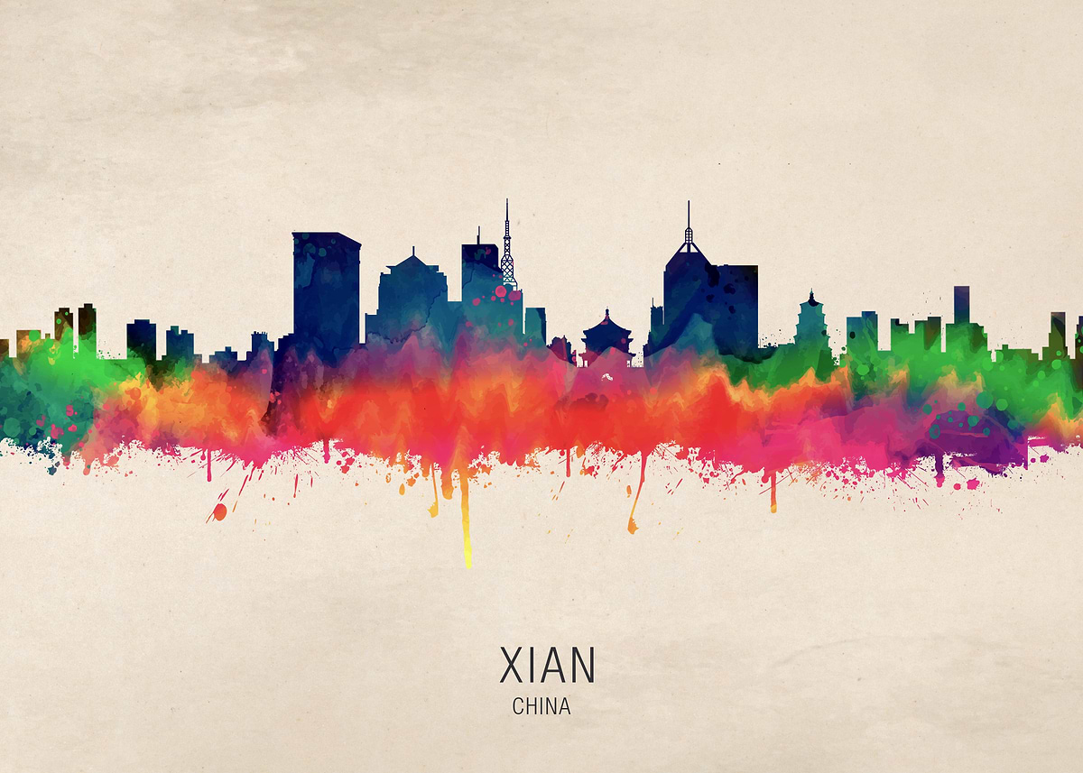 'Xian China' Poster, picture, metal print, paint by Jones Agnes | Displate