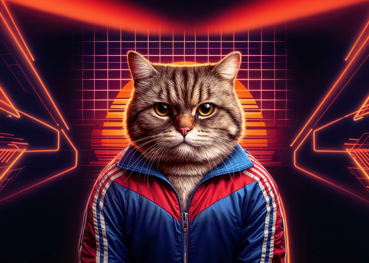 'Cat in track suit jacket' Poster, picture, metal print, paint by ...