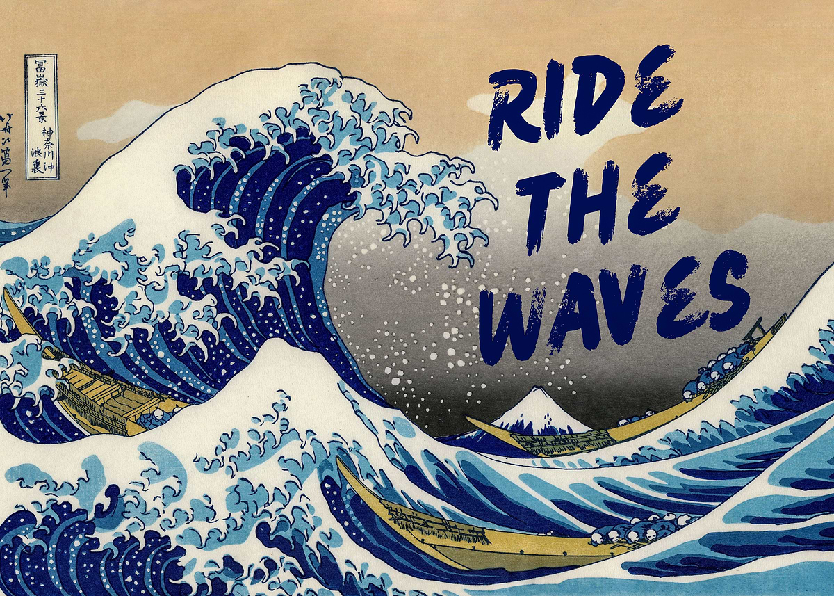 'Ride the waves' Poster, picture, metal print, paint by Kerry Pritchard ...