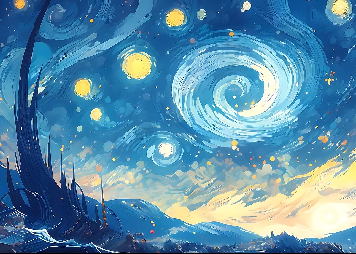 'Van gogh starry night' Poster, picture, metal print, paint by OMEGA ...