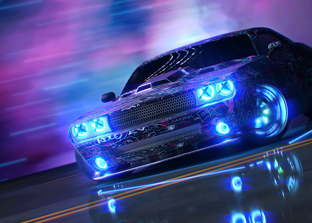 'Dodge challenger ' Poster, picture, metal print, paint by Horror Cars ...