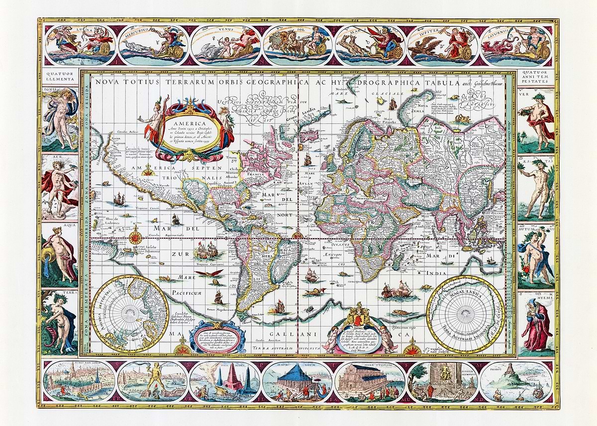 'Antique Map of the World' Poster, picture, metal print, paint by ...