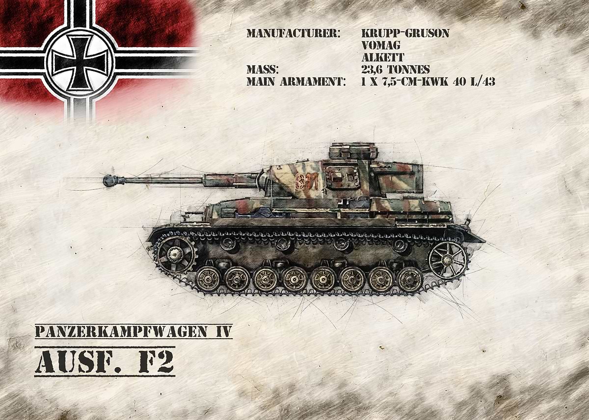 'Panzerkampfwagen IV F2' Poster, picture, metal print, paint by ...