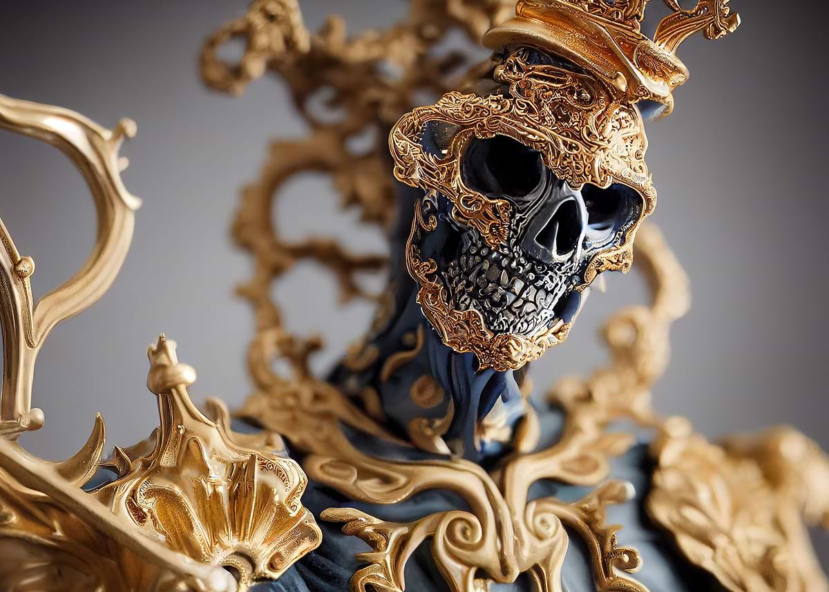'Skeleton in Gold' Poster, picture, metal print, paint by ArtWorld ...