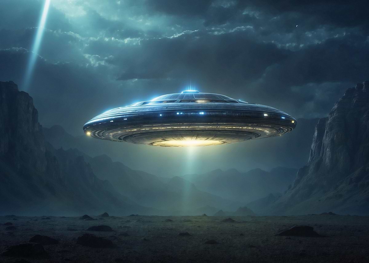 'Fantasy Space UFO Aliens' Poster, picture, metal print, paint by ...