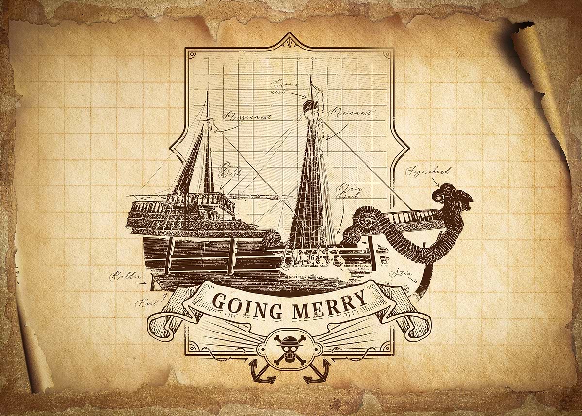 'Going Merry Retro' Poster, picture, metal print, paint by One Piece ...